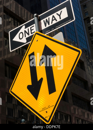 Traffic Signs with Confusing Arrows, NYC Stock Photo - Alamy