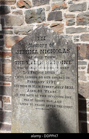 Jemima Nicholas memorial, St Mary's church graveyard, Fishguard ...
