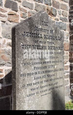 Jemima Nicholas memorial, St Mary's church graveyard, Fishguard ...