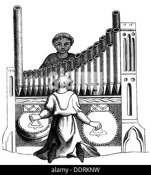 Musician and Pipe, historical medieval music Stock Photo - Alamy