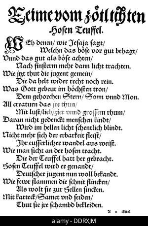 Andreas Musculus: The Trouser Devil (Vom Hosenteufel), 1555 Stock Photo ...