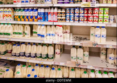 milk shelf in a supermarket Stock Photo - Alamy