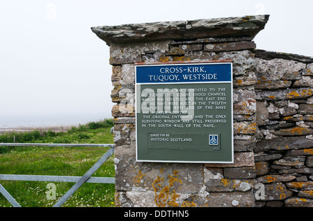 The remains of the 12th century Norse Cross Kirk church at Tuquoy on ...