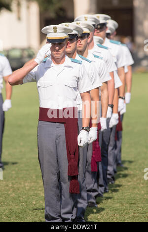 Members of the Citadel Military College corps of cadets color guard ...