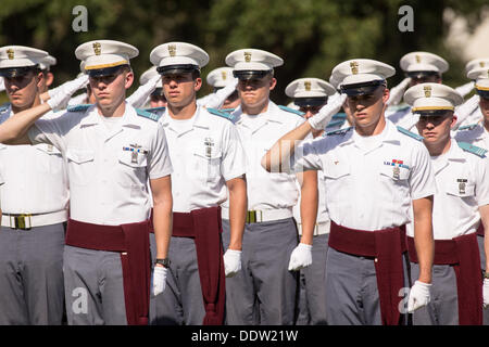 Members of the Citadel Military College corps of cadets color guard ...