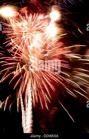 A simple display of fireworks over a baseball stadium Stock Photo - Alamy
