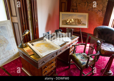 BRODSWORTH HALL, South Yorkshire. Interior view of the library. Detail ...
