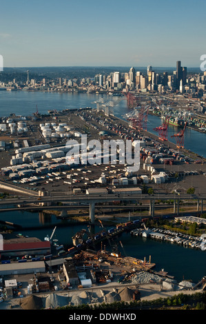Retro image of Seattle Skyline and South Industrial area Stock Photo ...