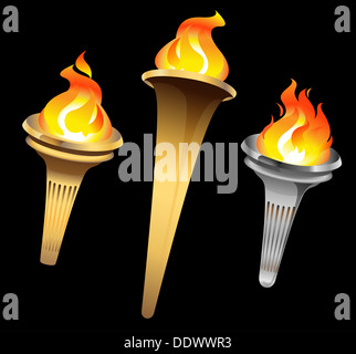 Olympic torch on black background Stock Photo - Alamy
