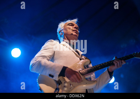 Singer, songwriter and guitarist David Byrne of Talking Heads is shown ...