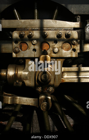 Steam locomotive wheel and connecting rod detail. Horizontal Stock ...