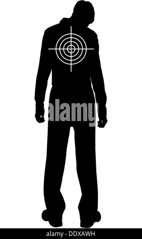 Black target -- silhouette of male adult -- from shooting range ...