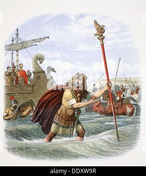 Invasion of Britain, 55BC, Roman army landing at Dover. Gallic wars (58 ...