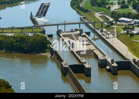 aerial photograph McAlpine Locks and Dam, Ohio River at Louisville ...