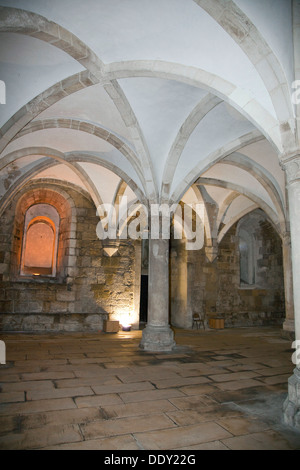 Alcobaca Monastery, interior of the vaulted hall of the monastic ...