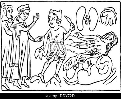 medicine, anatomy, dissection / autopsy, postmortem, woodcut, from ...