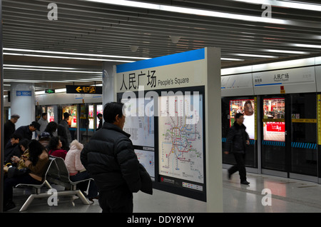 Metro network map at People's Square Station Shanghai China Stock Photo ...