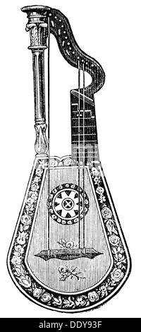 music, instruments, plucked instrument, lute, lutenist, woodcut, 16th ...