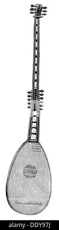 music, instruments, plucked instrument, lute, lutenist, woodcut, 16th ...