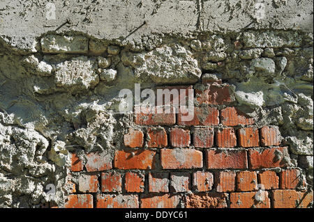 stone brick concrete building details in green countryside landscape ...