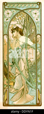 Mucha, Evening Reverie, 1899 Art Nouveau poster by Czech artist ...