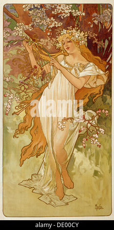 Allegory of Spring 2 – Art Nouveau by Alphonse Mucha Stock Photo - Alamy