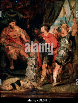 Gaius Mucius Scaevola standing before the Etruscan leader Porsena. Held ...