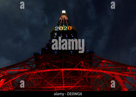 Tokyo, Japan. 09th Sep, 2013. Tokyo Tower has been illuminated with the ...