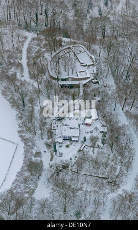 Aerial view, Neue Isenburg Castle, ruins from the 13th century Stock ...