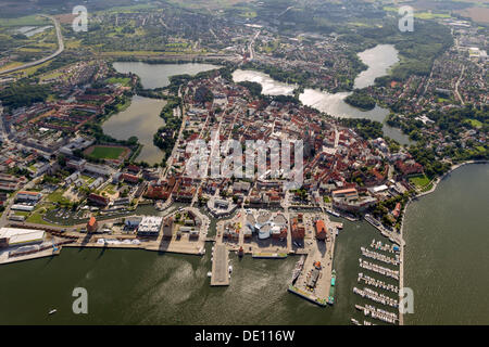 Aerial view, harbour, marina with the German Oceanographic Museum and ...
