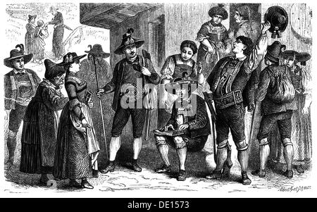 Fashion of Tyrol, Austria, 19th Century. Alpbach Stock Photo - Alamy