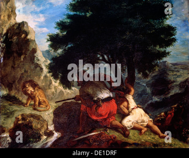 Eugene Delacroix, Lion Hunt, painting, 1860-1861 Stock Photo - Alamy