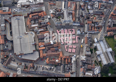 An aerial view of the town centre of Newark-on-Trent, Nottinghamshire ...