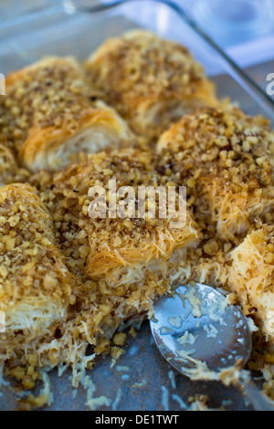 Traditional Turkish Kadayif Dessert With Walnuts and Clotted Cream ...