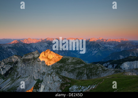 Ridge of Dalfazer Joch Mountain seen from Hochiss Mountain in Rofan ...