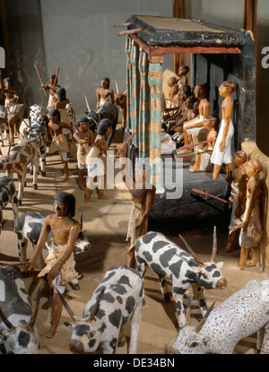 Ancient Egyptian wooden tomb model of a calving cow, 1900-1786 BC, 12th ...