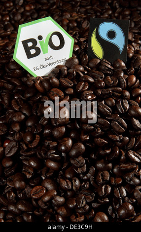 Berlin, Germany, Coffee Beans with EU organic and Fair Trade certified ...