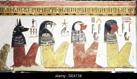 Wall painting in the Tomb of Nefertari in the Valley of Queens. The ...