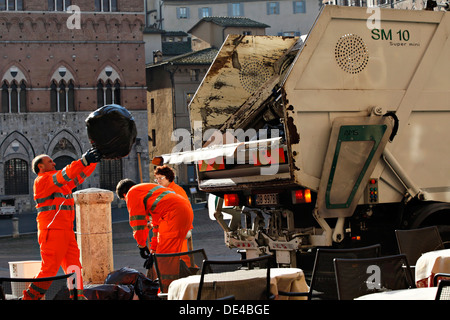 Men Working with Rubbish Disposal at the Campo Siena Tuscany Italy ...