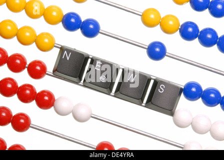 Abacus with computer keyboard keys spelling the word news Stock Photo ...