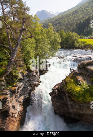 Stunning fall gorge river with rocks carved by waters Stock Photo - Alamy