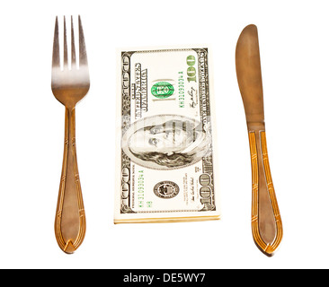 Cash on table isolated: dollars, euro, rubl broken money. All in mess ...