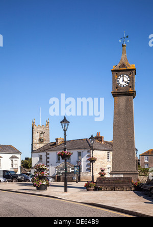 The clock tower in St. Just, Cornwall Stock Photo - Alamy
