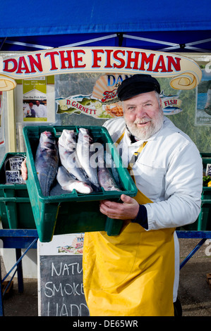 Dan "the fish man" Garnett, fishmonger market trader, North Devon, UK ...
