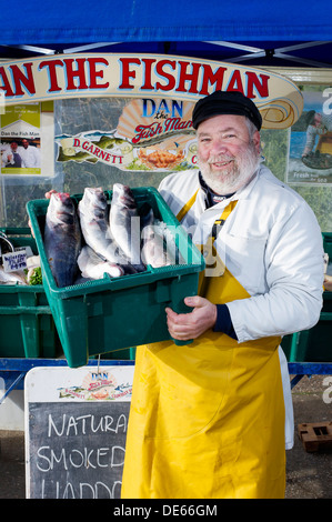 Dan "the fish man" Garnett, fishmonger market trader, North Devon, UK ...