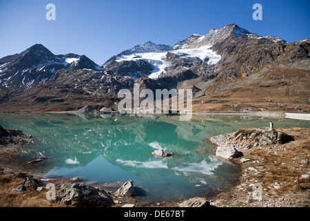View of Lago Bianco from train at Lagalp from the UNSECO World Heritage ...