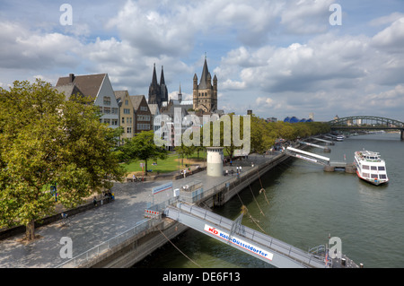 The riverside (known as Am Leystapel) at Cologne (Köln), Germany Stock ...