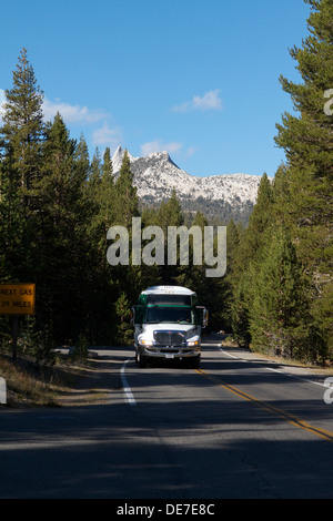 Hybrid shuttle bus Yosemite National Park California Stock Photo - Alamy