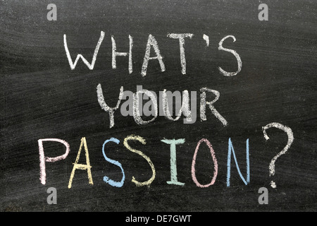 What is your passion? phrase handwritten on chalkboard by color chalks ...