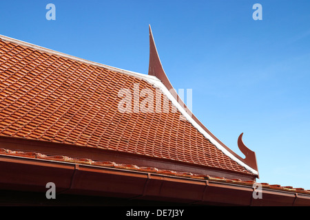 wooden Thai style roof texture with sky Stock Photo - Alamy